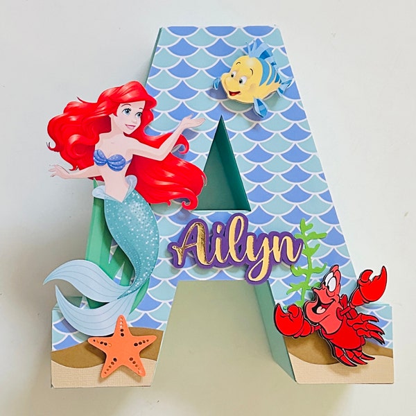 Little Mermaid 3D Letter, Little Mermaid Birthday Party Decorations ...