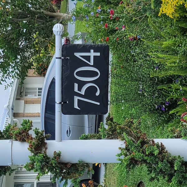 HANGING House Numbers Mailbox Lamppost (carved Stone ) Address Plaque ...