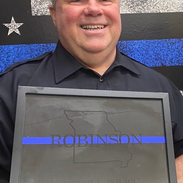 Blue Line Police Officer Last Name Law Enforcement Frame Sign (11x14 ...
