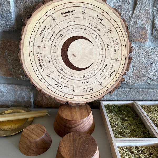 Wheel of the Year Engraved Cheese Board With Utensils - Etsy