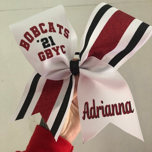 Captain Cheer Bow /custom Cheer Bow/ Senior Cheer Bow/ Any Text on Bow ...