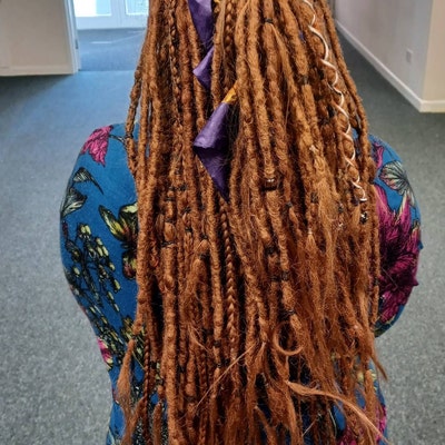Full Set Dreads Extension Braids / Brown Blone Gray Mix / Decorated ...