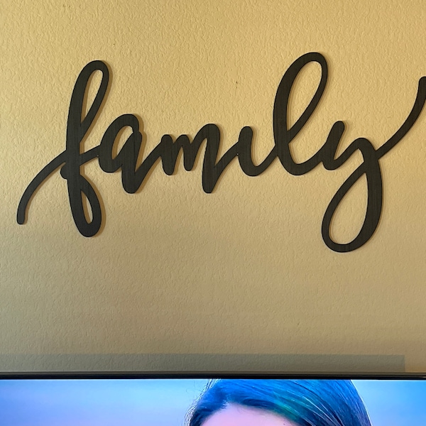 Family Word Cut Out, Laser Cut, Wood Words, Wood Cut Word, Wall Word ...