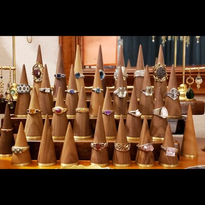 Wood Ring Cone, Wood Jewelry Display, Walnut Ring Displays, Ring Holder ...