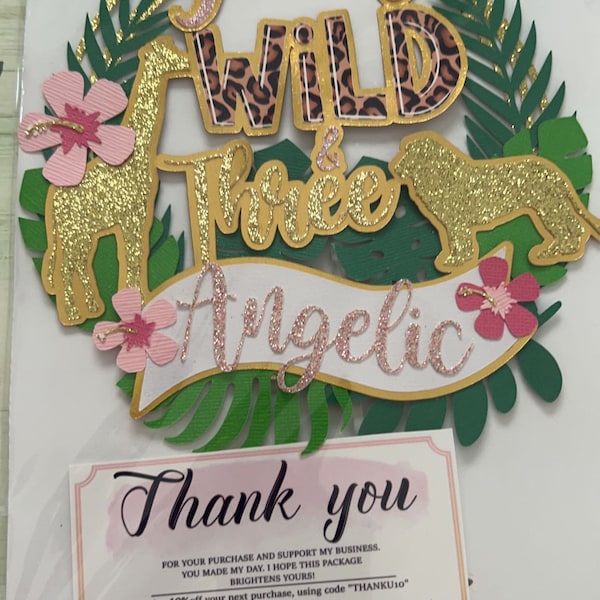 Young Wild & Three Cake Topper, Birthday Cake Topper, Personalize Age ...