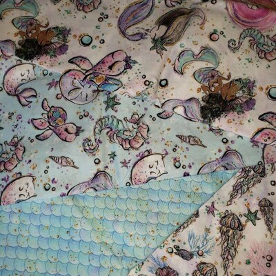Mermaid Fabric, Mermaid Prints, Scales Fabric, Cotton Fabric, Knit ...