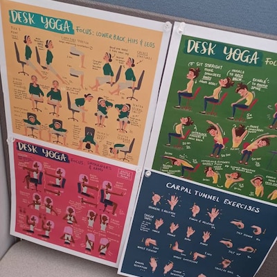 Desk Yoga Print White Yoga Pose Print Home Office Print WFH Print Yoga ...