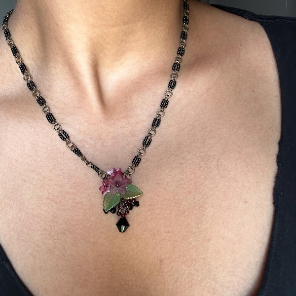 RED and BLACK Tango Pendant NECKLACE/ Tea Rose Tango Necklace/hand ...
