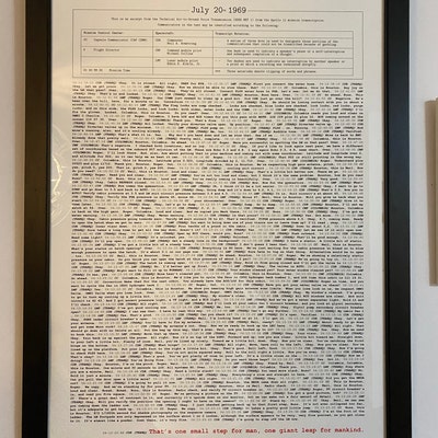 NASA Apollo 11 moon Landing Mission Transcript Apollo Transcript Poster ...