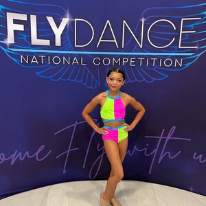 Turquoise and Pink Two Piece Dance Set, Girls Dancewear, Dance Costume ...