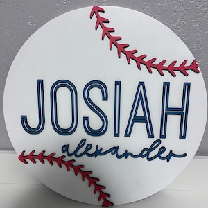 Baseball Nursery Name Sign, Round Name Sign, Sports Nursery, Boy Name ...