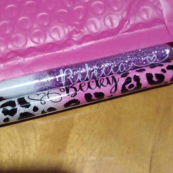 Personalized Epoxy Glitter Black Ink Pen: Refillable - Etsy