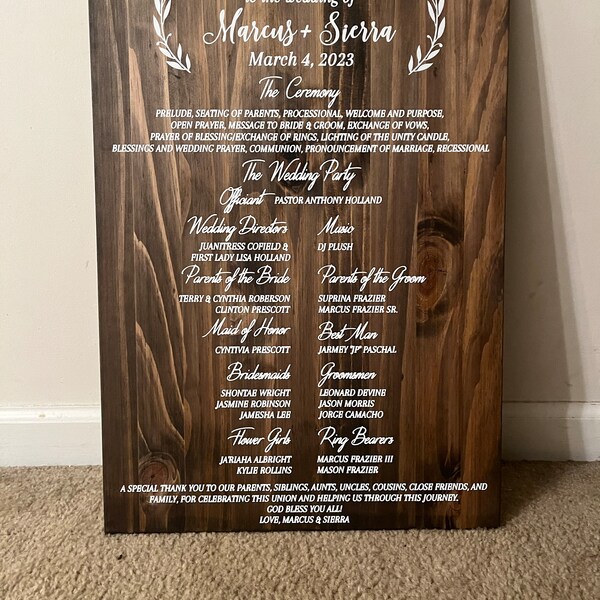 Bridal Party Sign | Wedding Program Sign |wedding Welcome Sign ...