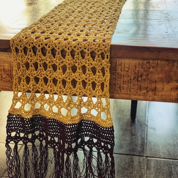 Table Runner Crochet Pattern, Honey Locust Table Runner, Cotton Yarn ...
