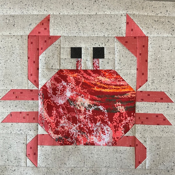 Crab Nautical Quilt Block Pattern, Machine Pieced, Digital PDF Instant ...