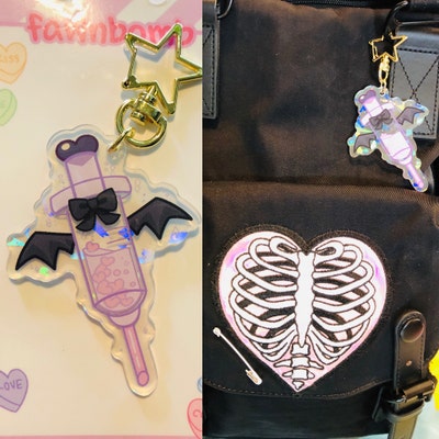 Angel and Demon Holographic Menhera Syringe Keychains - Etsy