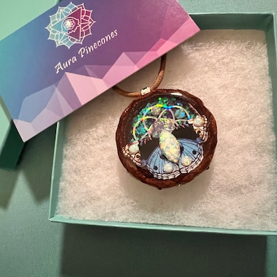 Supernova With Opal & Mandala Pinecone Pendant Necklace Sacred Geometry ...