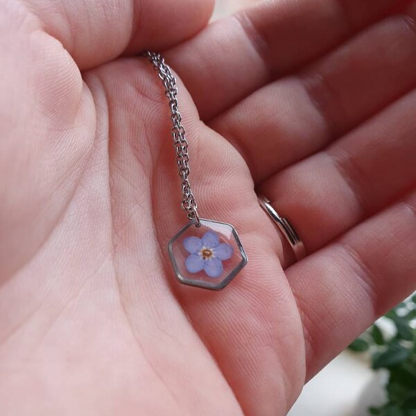 Forget Me Not Necklace, Unique Birthday Gift, Dainty Forget Me Not ...