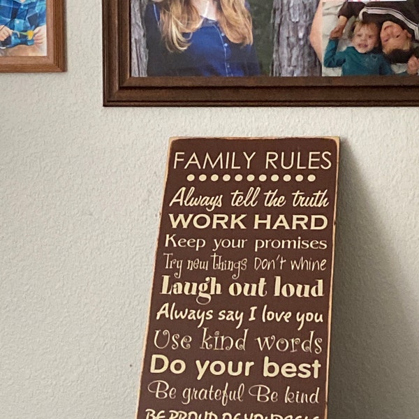 Family Rules Wood Sign Vinyl Decal Wood Sign - Etsy