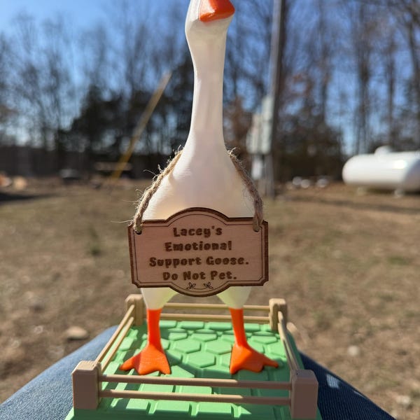 Emotional Support Goose Desk Buddy | Magnetic Goose With Custom Wooden ...