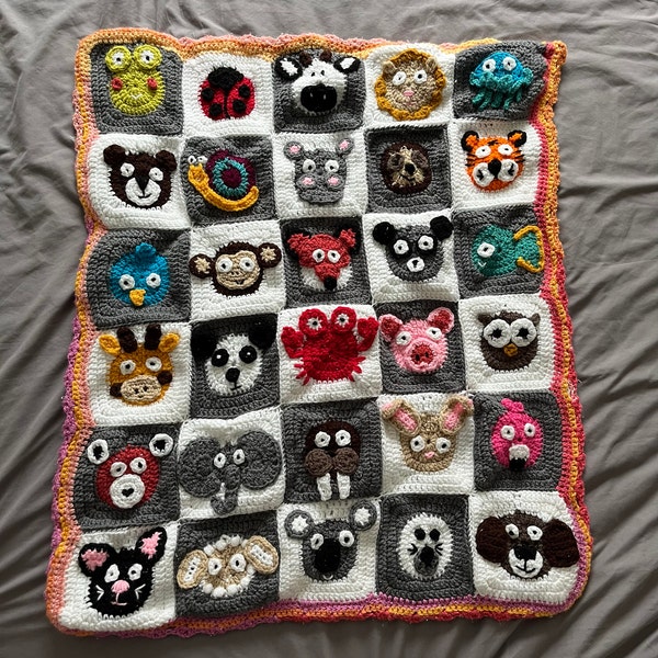 Zookeeper's Blanket Crochet Baby Pattern: Animal Squares (PDF Pattern ...