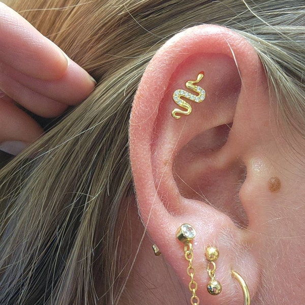 Flower Charm Hoop Earrings Set for Multiple Piercings, Gold Pave Hoop ...