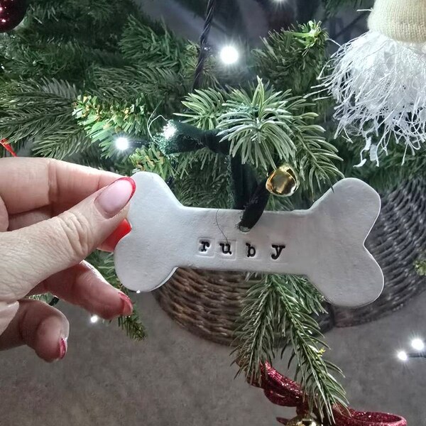 Personalised Dog Bone Clay Tree Decoration, Pet Christmas Decoration ...
