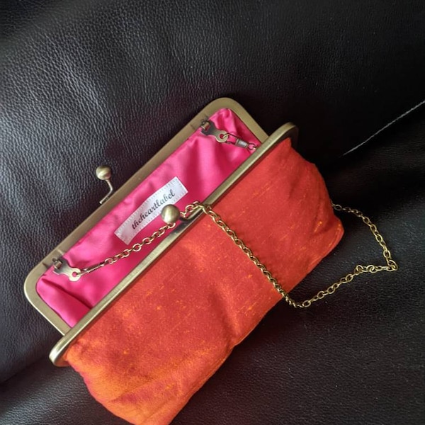 Orange Clutch, Clutch Purse, Orange Silk Clutch,orange Bridal Clutch ...