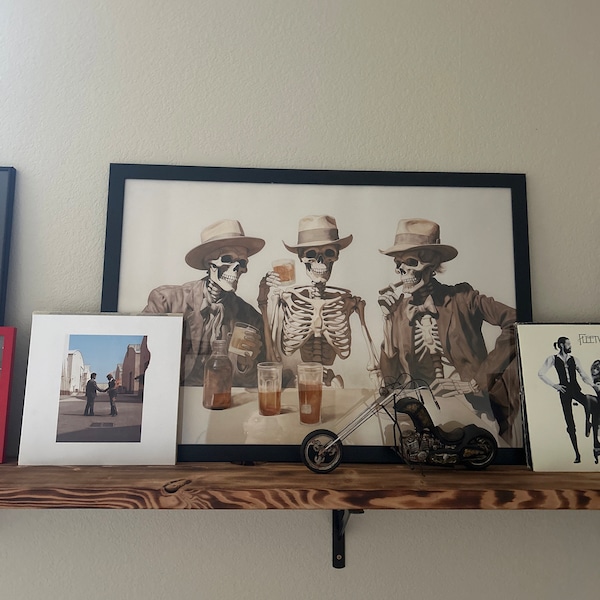 Wild West Remains: Retro Skeleton Cowboy Skull Art Print - Etsy