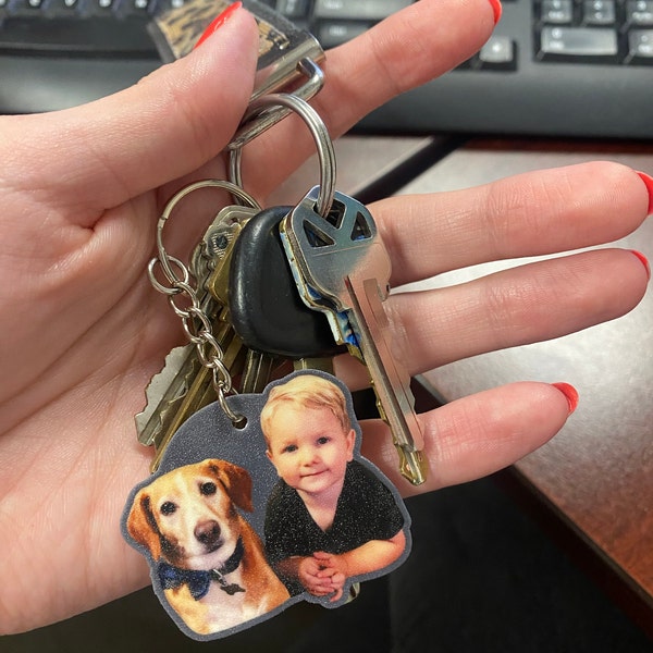 CUSTOM Pet Photo Keychain / Personalized Dog Keychain Cat Keychain ...
