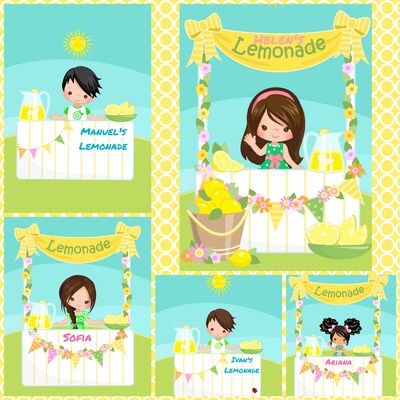 Lemonade Stand Clipart. Cute Spring Summer Birthday Graphics Lemons ...