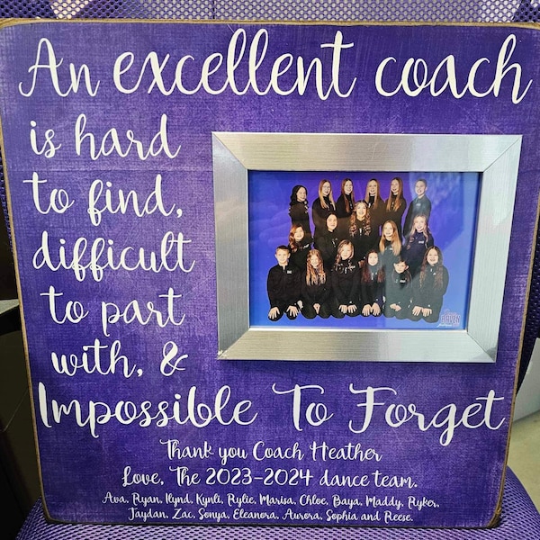 Personalized Cheer Coach Gift Picture Frame, Dance Team Coaches ...