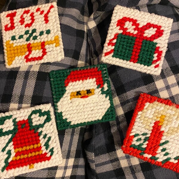Vintage Bucilla Plastic Canvas Needlepoint Ornament Set With Box Kit ... Vintage Bucilla Plastic Canvas Needlepoint Ornament Set With Box Kit ...
