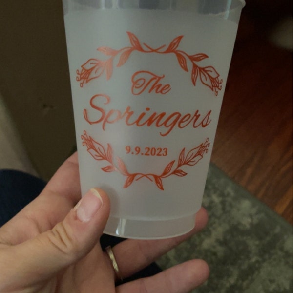 Custom Wedding Cups, Reception Bar Frosted Cups, Personalized ...