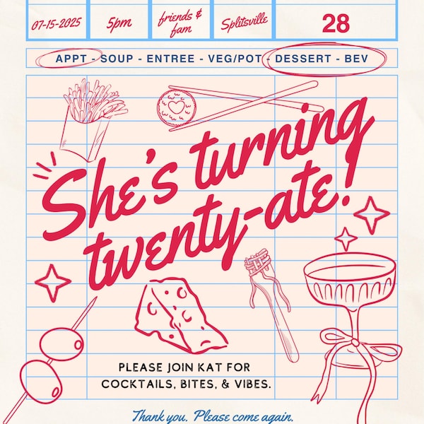 Twenty-ate | Custom Digital Birthday Invitation | Twenty-eight | Guest ...