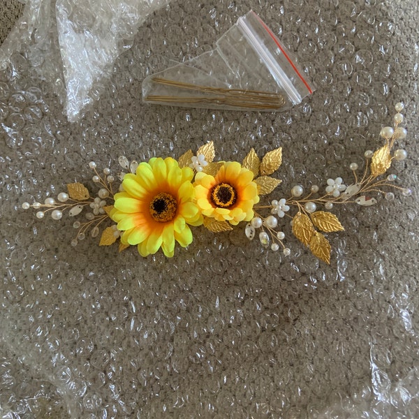 Sunflower Bridal Headpiece Sunflower Hair Comb Sunflower Headband ...