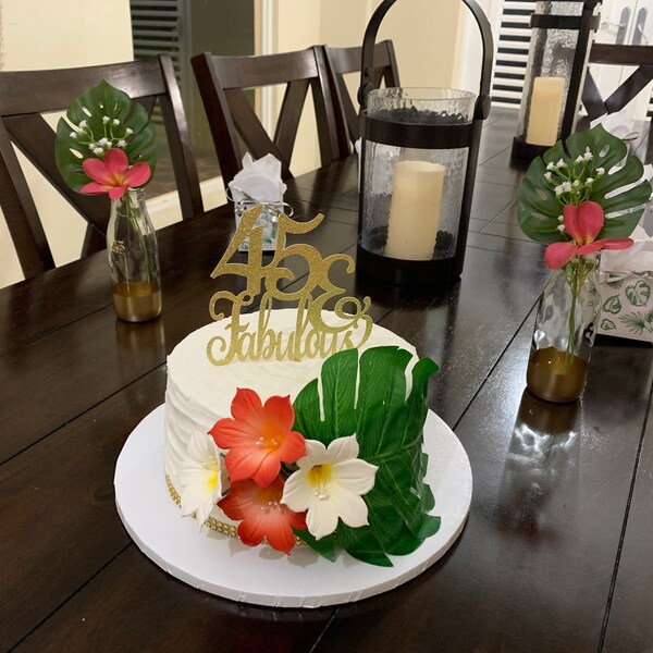 Glitter 45 & Fabulous Topper, 45 Cake Topper, Big 45, 45th Birthday, 45 ...
