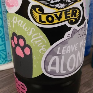 Leave Me Alone Cat Vinyl Sticker Cute Fat Gray Kitty Decal Funny Sassy ...