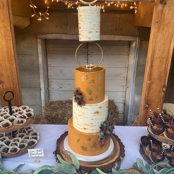 Tiered Cake Pick in Fall Colors, Rustic Dry Flower Cake Decoration ...