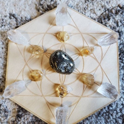 Manifestation Good Fortune Creativity Crystal Grid Kit Seed of Life ...