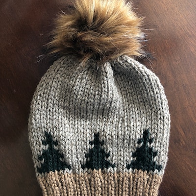 BULKY Christmas Trees Toque Knitting Pattern, Fair Isle Knit Hat, Bulky ...