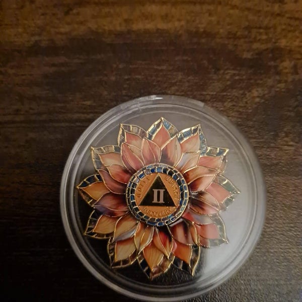 1-99 Years Sobriety Coin With Sunflower, Alcoholics Anonymous Token ...