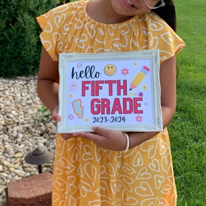 First Day of 5th Grade Sign, First Day of School Sign, Printable 5th ...