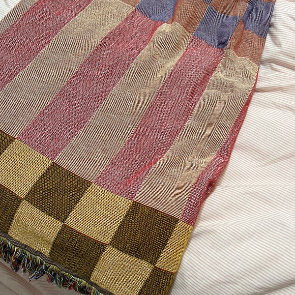 Checkered Stripe Checkerboard Tapestry Blanket in Fort Tilden - Etsy