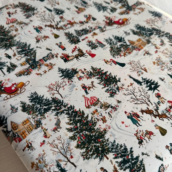 Vintage Forest Christmas Themed Wrapping Paper Forest Xmas Scene Gift ...