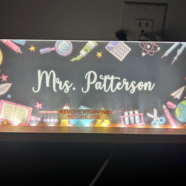 Personalized Name Plate With Wooden Base | Lighted Acrylic Nameplate ...