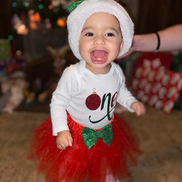 Christmas First Birthday Girl Tutu Outfit, Holiday Birthday Outfit ...