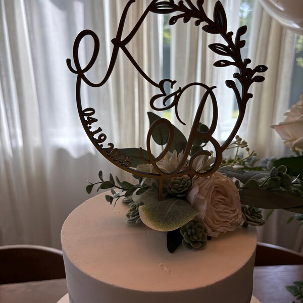 BOHO Wedding Cake Topper, Gold Cake Topper for Wedding, Personalized ...