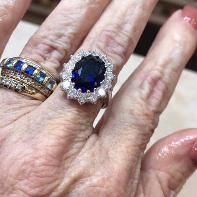 Royal Sapphire Ring, Inspired by Princess Diana, Comes With Golden Coin ...
