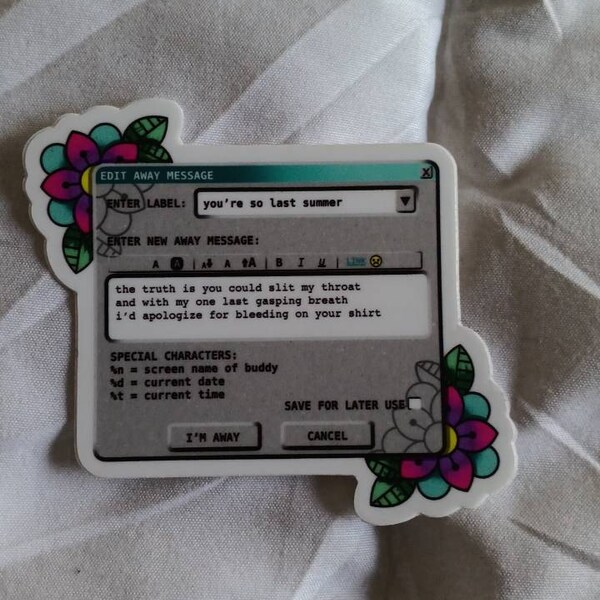Classic Gray Aol Aim Away Message / Emo Elder Pop Punk Vinyl Sticker - Etsy